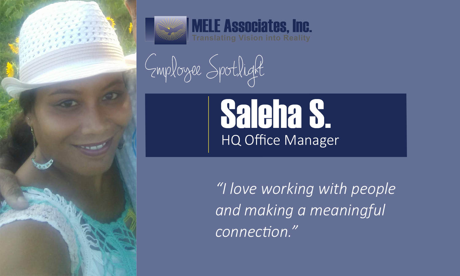 Employee Spotlight: Saleha S. - MELE Associates, Inc.