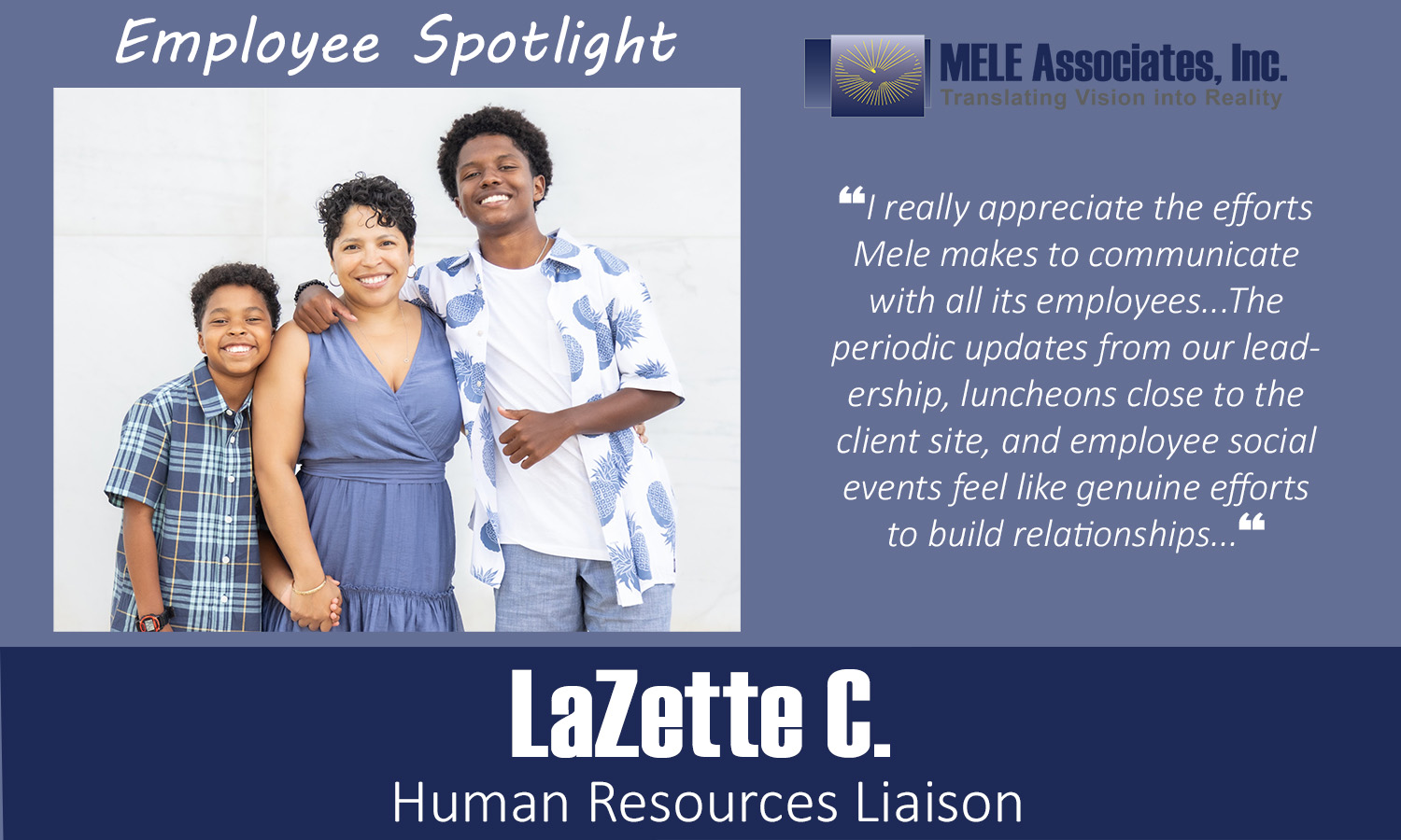 Employee Spotlight: LaZette C. - MELE Associates, Inc.